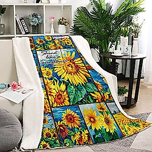 CYREKUD Sunflower Gifts for Women Blanket,Sunflower Blanket Throw for Women Adults,Sunflower Gifts for Teen Girls,Yellow Sunflower Throw Blanket for Couch Sofa Bedroom Office Christmas Decor 50X60