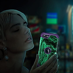 Miqala for iPhone SE 2022/2020 Case,Shiny in The Dark Three Layer Heavy Duty Shockproof Hard Plastic Bumper +Soft Silicone Rubber Protective Case for iPhone SE(3rd Gen/2nd Gen) 4.7 inch,Deep Purple