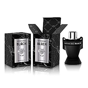 NovoGlow Invincible Black - Eau De Toilette Spray Perfume, Fragrance For Men- Daywear, Casual Daily Cologne Set with Deluxe Suede Pouch- 3.4 Oz Bottle- Ideal EDT Beauty Gift for Birthday, Anniversary