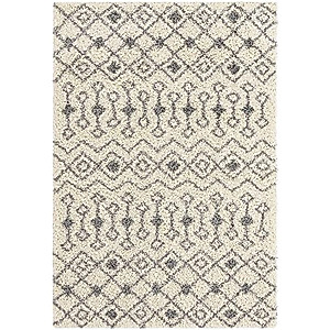 Unique Loom Moroccan Trellis Shag Collection Area Rug - Meknes (6' x 9' Rectangle, Ivory/Gray)