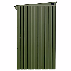 Scotts 8' x 4' Garden Storage Shed Outdoor Lockable Water-Resistant Steel Building with Tool Hanger and Pent Roof, Green