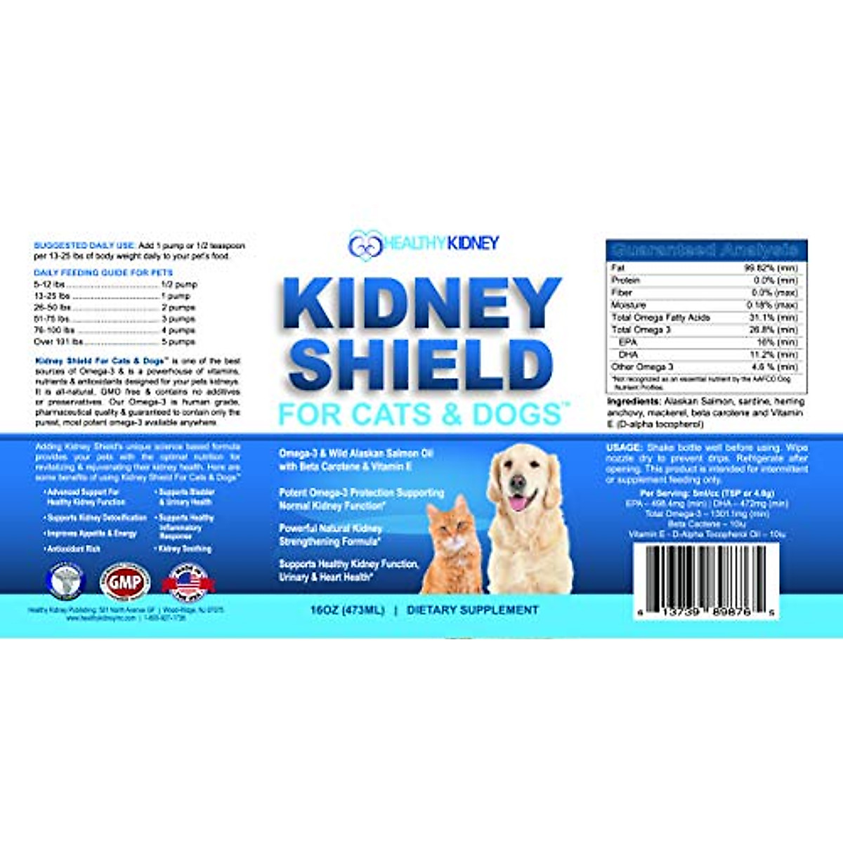 Dog and Cat Kidney Support, Canine Feline Renal Health Support Supplement For Normal Kidney Function, Creatinine, Detox, Urinary Track Cleansing, Best Kidney Stuff, Improve Pets Alive an Kidney Health