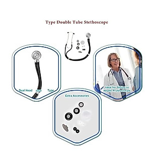 Stainless Steel Dual Double Tube Stethoscope for Doctor, Professional, Student