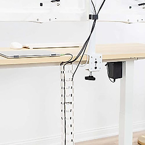 VIVO Vertebrae Cable Management Kit, Height Adjustable Desk Quad Entry Wire Organizer, White, DESK-AC01C-W