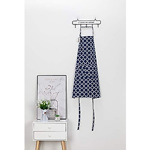 LessMo Kitchen Cooking Aprons with 3 Pockets for Men Women - Cotton Adjustable Professional Grade Chef Apron for Kitchen, BBQ & Grill (Blue)