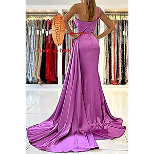 OYI Women's One Shoulder Satin Bridesmaid Dresses Plus Size for Women Long Champagne Formal Evening Gowns Champagne 20W,20 Plus