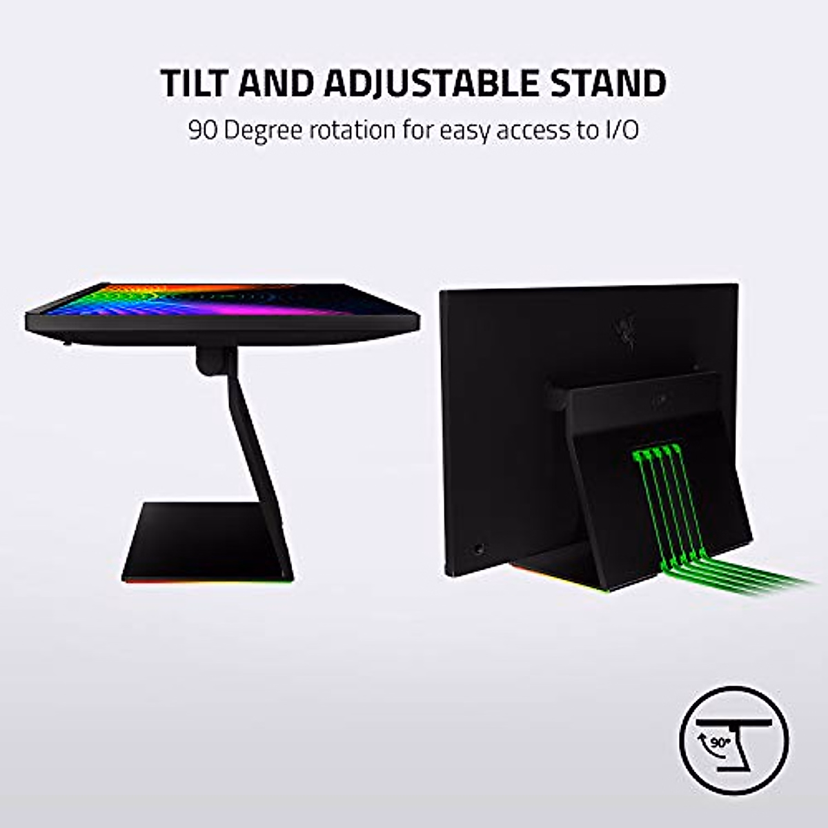 Razer Raptor 27" Gaming Monitor: WQHD (2560x1440) - IPS-Grade - 144Hz - 1ms Response - HDR 400 - NVIDIA G-Sync Compatible & AMD FreeSync - Solid Aluminum Base Chroma RGB - 5 Flat Cables in Box