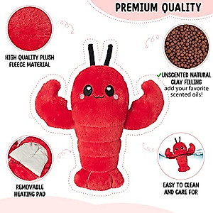 Crustacean Microwavable Unscented Heating Pad for Women - Warm Cozy Plush Heatable Stuffed Toy Animal - Hot and Cold Heat Bag Gift for Women and Girls