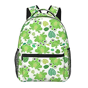 SDERDZSE Cute Frog Cartoon Print Backpack Casual Large Capacity Daypack Lightweight Travel Backpack For Men Women