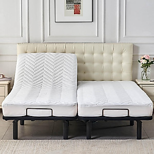 Kingnex Quilted Waterproof Full Split Queen Mattress Protector Adjustable Bed Include 2 30x80 Pad Fitted Sheet Style Deep Pocket Matress Cover Split Queen