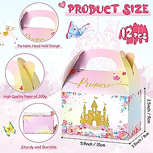 Nezyo Princess and Prince Treat Boxes Pink Princess Boxes Blue Prince Castle Gift Boxes Little Princess Crown Goodie Boxes Royal Prince Cardboard Boxes for Boy Girl Birthday (Princess, 12 pcs)