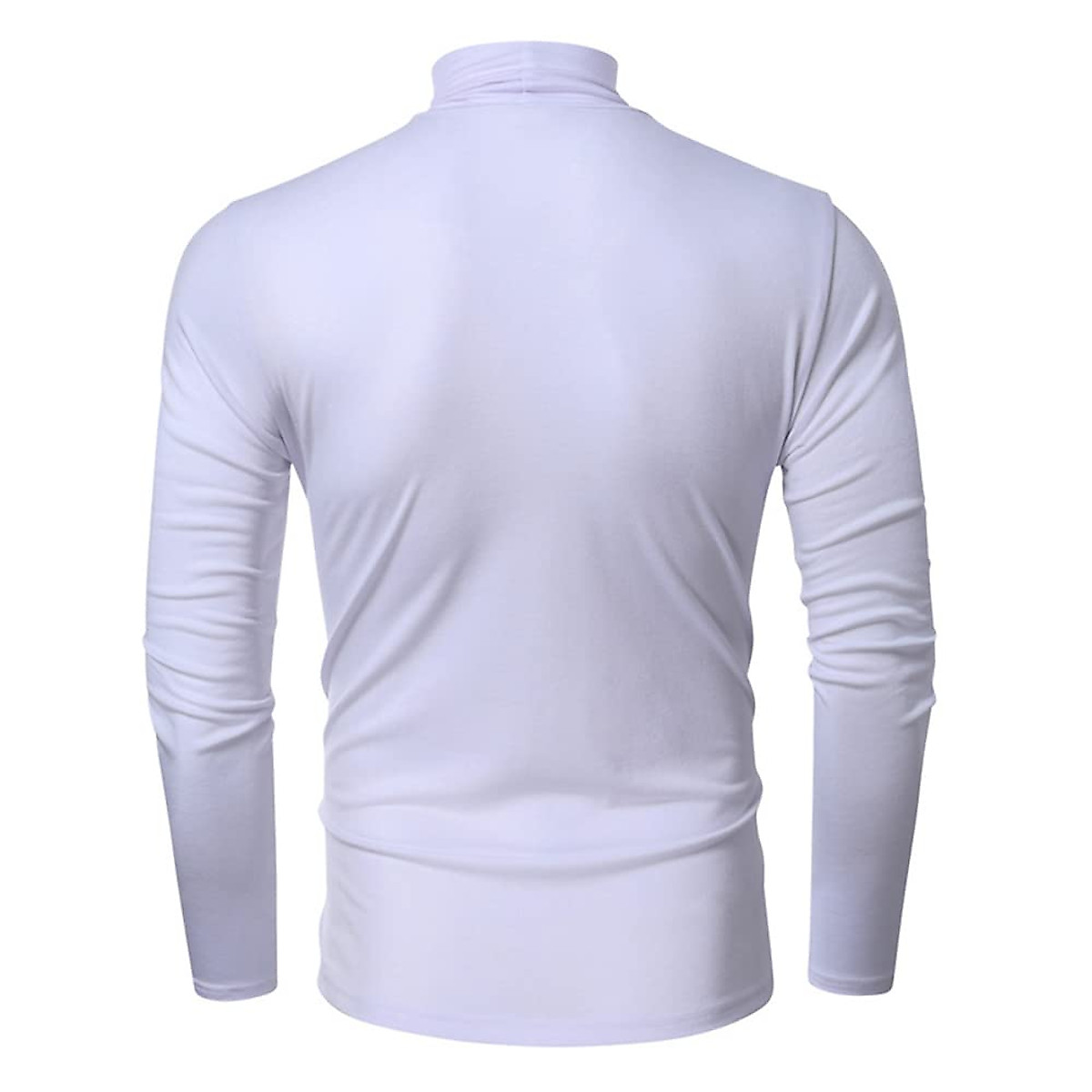 Men's Slim Fit Turtleneck Long Sleeve Pullover Casual Thermal Lightweight Basic T shirt White
