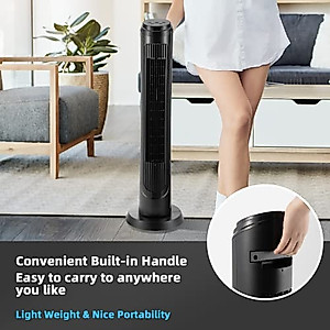 Tangkula 40 Inch Tower Fan with Remote, Oscillating Standing Fan with 3 Wind Modes, 4 Wind Speeds, Smart Control Panel, 15H Timer, Portable Quiet Floor Bladeless Fan for Living Room, Bedroom, Office