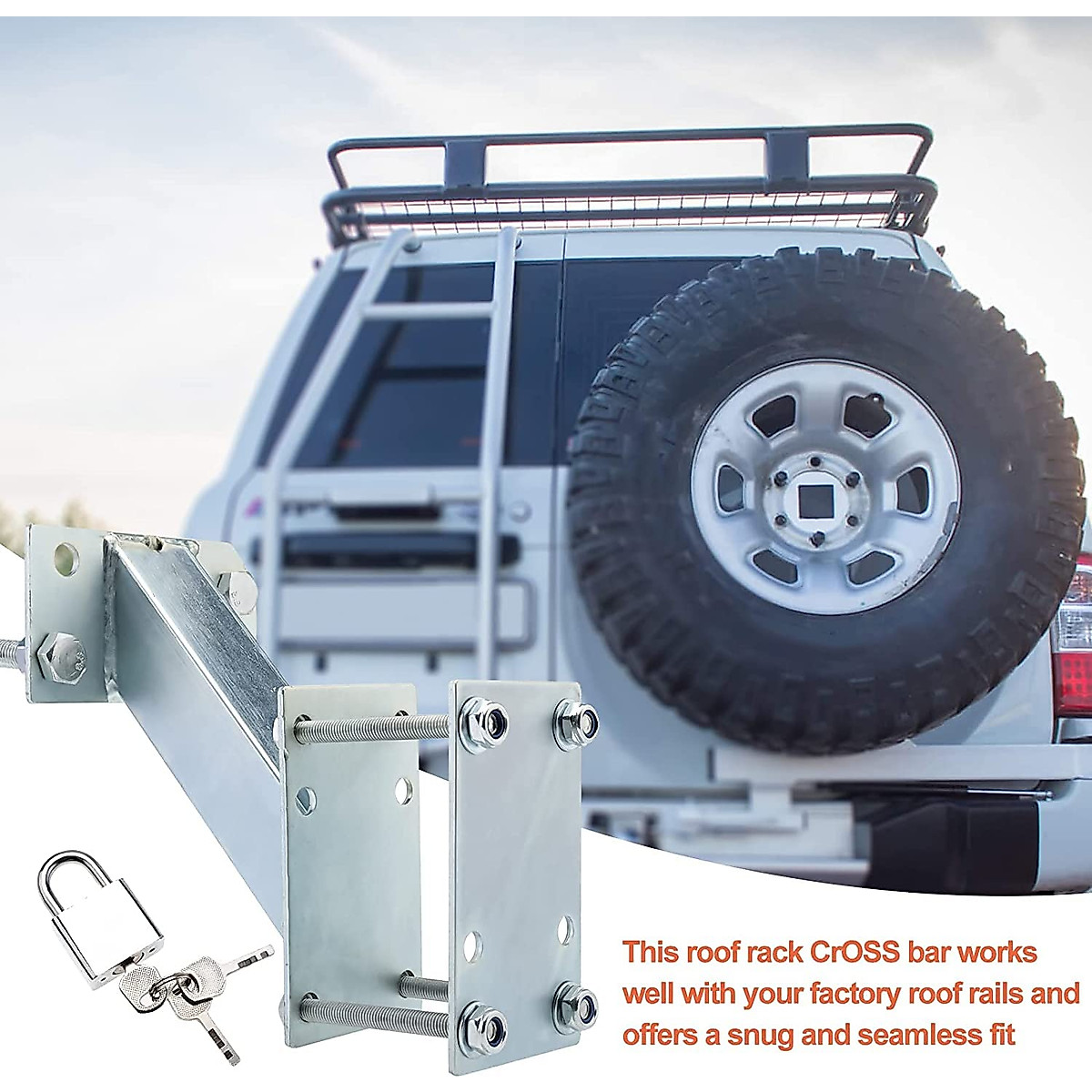 Yaegoo Spare Tire Carrier with Lock for Most 4&5 Lugs Wheel on 3.94″ 4″ 4.25″ 4.72″ Bolt, 120lb Weight Capacity (Silver)