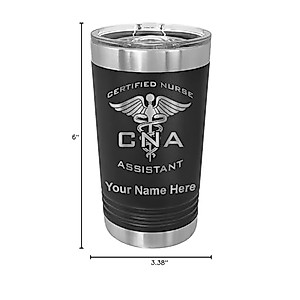 LaserGram 16oz Vacuum Insulated Pint Tumbler, CNA Certified Nurse Assistant, Personalized Engraving Included (Black)