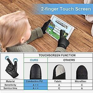 EEFOW Girls Waterproof Winter Touchscreen Gloves: Warm Lightweight Cycling Snow Mitten for Age 6-8 Years Boys & Girls Youth Big Children for Cold Weather Running Ski Football Riding Soccer