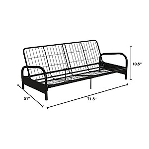 DHP Vermont Metal Futon Frame, Classic Design, Full Sized - Black