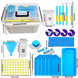Diamond Painting Storage Containers Diamond Art Accessory Kits with Shockproof Jars,Diamond Painting Accessorys Tool Kits Craft Jewelry Bead Rhinestones Diamond Paintings Tools Organizer Box (Blue)