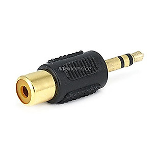 Monoprice 107147 3.5mm Stereo Plug to RCA Jack Adaptor, Gold Plated, Black