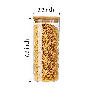 UrSpeedtekLive 32 OZ Glass Storage Jars with Airtight Bamboo Lids, Set of 8 Food Storage Jars with Wood Lids, Glass Kitchen Canisters, Clear Container for Flour, Dry Goods, Cookie, Candy, Rice, Pasta