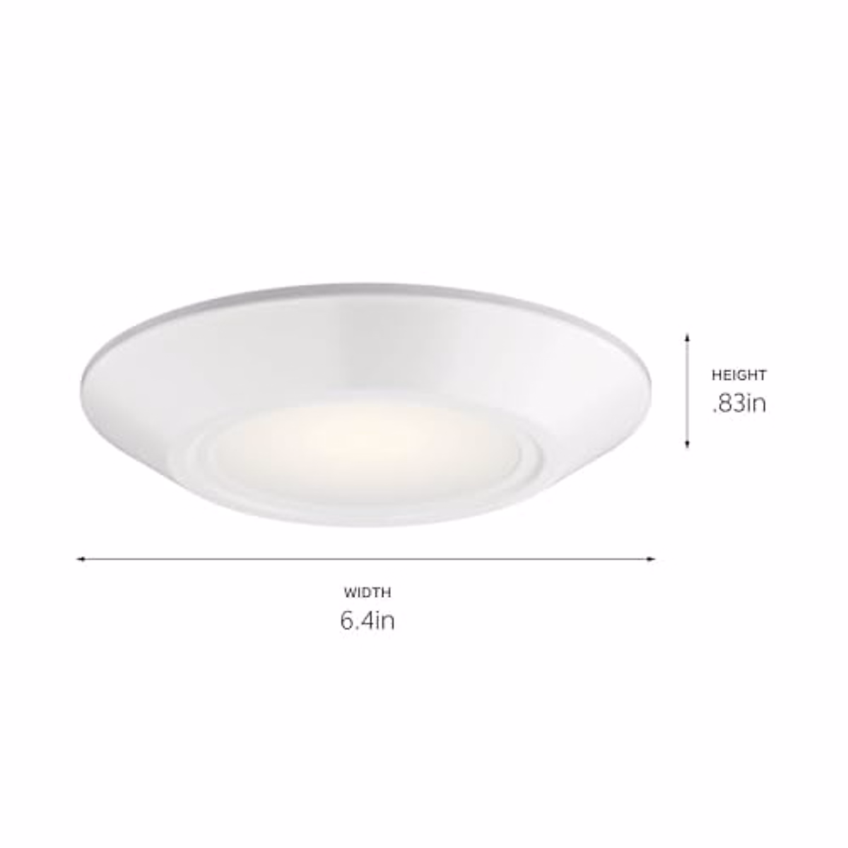 Kichler Horizon LED Downlight in White, 6.4" Flush Mount Interior Dimmable Light, 3000K, Wet Rated Integrated LED, (6.4" W x 1.3" H), 43873WHLED30, White