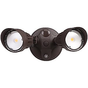 LEONLITE Dusk to Dawn LED Security Lights, Adjustable Dual-Head Flood Light Outdoor with Photocell, 20W(150W Equiv.), Wet Location, ETL Listed, 3000K Warm White, Aluminum Housing, Bronze