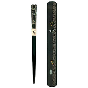 Ryu Mei 058030 Japanese Black Box and Chopstick Set, Dragonfly, 9 Inches