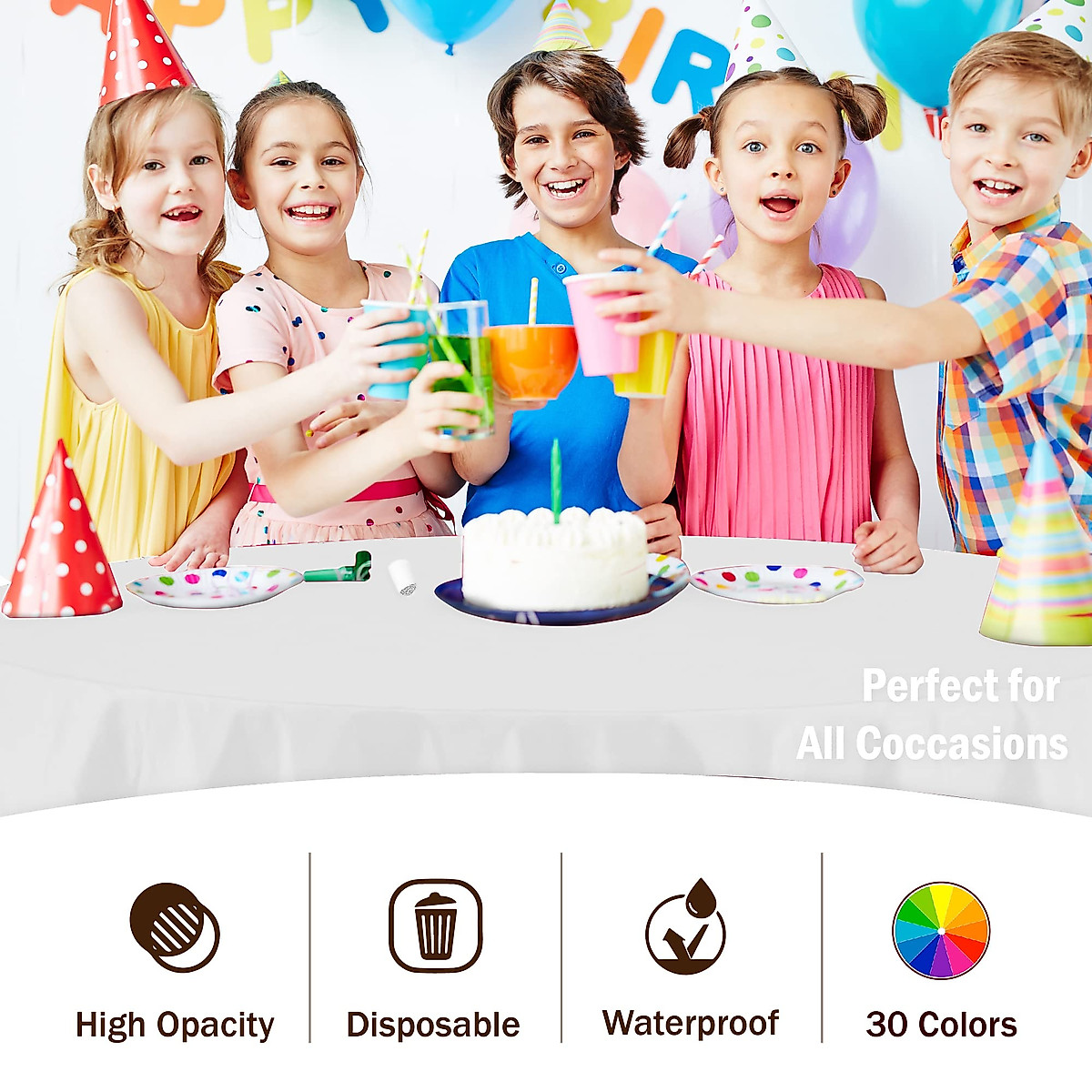 12-Pack Premium Plastic Tablecloth 84in. Round Table Cover - White