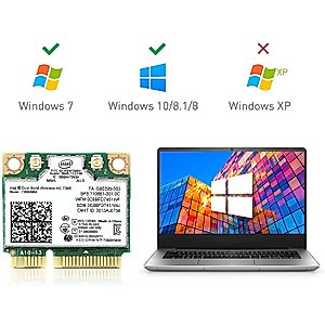 7260HMW WiFi Card, Dual Band Wireless-AC 7260 Mini PCIe Network Adapter with Bluetooth 4.0 Support Windows 10, Windows 8, Windows 7, WiFi Module Work with Laptop/Notebook