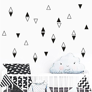 The Boho Design Tribal Triangles Wall Decals Peel and Stick for Kids, Baby Bedroom Nursery and Living Room, Vinyl Wall Stickers Decor (Black)