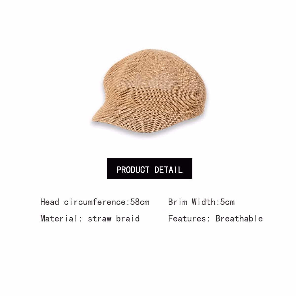 Octagonal Cap Straw Women Summer Thin Newsboy Cap Painter Adjustable Rope Knitted Beret Mesh Breathable Boinas para Mujer, One Size