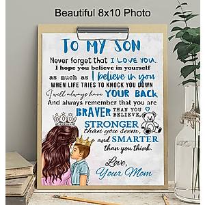 Boys Bedroom Decor - To My Son - Little Boy Kids Room decoration - Baby shower Gift - Blue Nursery Decor - Family Wall Decor Poster - Mom Mother Mexicans Latinx Infant Toddler Child Wall Art & Decor