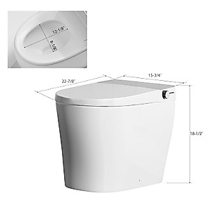 DELUXE LIVING Smart Bidet Toilet,Modern Elongated Tankless Toilet with Soft Closing Heated Seat,Warm Water,Dryer,Auto Flush,Knob and Remote Control,One Piece Toilet for Bathrooms