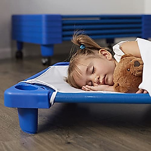 ECR4Kids Streamline Cot, Toddler Size, Classroom Furniture, Blue, 6-Pack