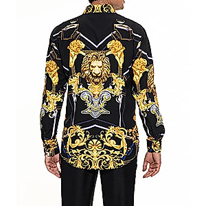 KevaMolly Floral Dress Shirt for Men Long Sleeve Luxury Printed Design Shirts for Men Premier Shirts Western Button Down Baroque Shirts