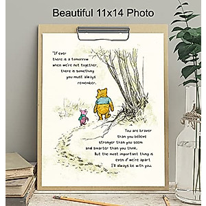 Winnie Pooh Wall Art - Kids Wall Art - Boys Room, Baby Nursery Decor - Girls Bedroom Decor - Wall Decor for Toddlers - Always Remember You Are Braver Than You Believe - A. A. Milne Poster 11x14 Gift