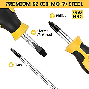 OPOW 12-Piece Magnetic Screwdrivers Sets with Storage Case, Professional Screwdriver Set Includes Flat, Phillips,Torx, Non-Slip for Repair Home Improvement Craft