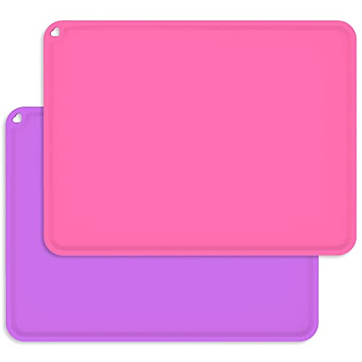 Placemats for Kids, Silicone Baby Placemats for Toddler Children Reusable Non-Slip Large Silicone Sheets for Crafts Resin Jewelry Casting Table Mats, 2 Pack, Purple/Pink
