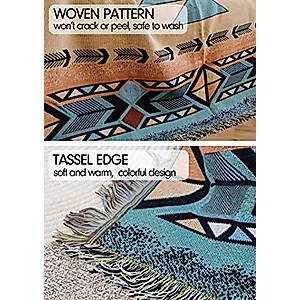 WarmTide Geometric Soft Southwestern Throw Blankets with Tassels Cozy Cotton Woven Aztec Knitted Bed Couch Throws Sofa Chair Towel Multi-Function for Home Decor Office Travel