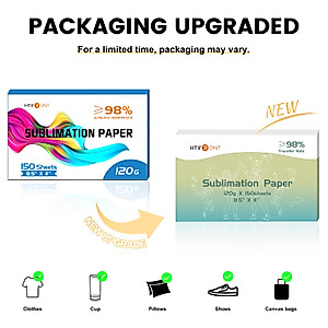 HTVRONT Sublimation Paper 8.5 x 11 inches - 150 Sheets Sublimation Paper Compatible with Inkjet Printer 120gsm