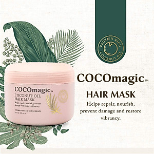 Cocomagic Coconut Oil Hair Mask - Repairs Damage, Prevents Frizz, Restores & Adds Shine | Protein Rich & Extra Hydrating | Paraben Free, Cruelty Free, Made in USA (8 oz)