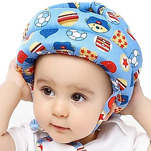 IULONEE Baby Infant Toddler Helmet No Bump Safety Head Cushion Bumper Bonnet Adjustable Protective Cap Child Safety Headguard Hat for Running Walking Crawling Safety Helmet for Kid (Blue Ball)