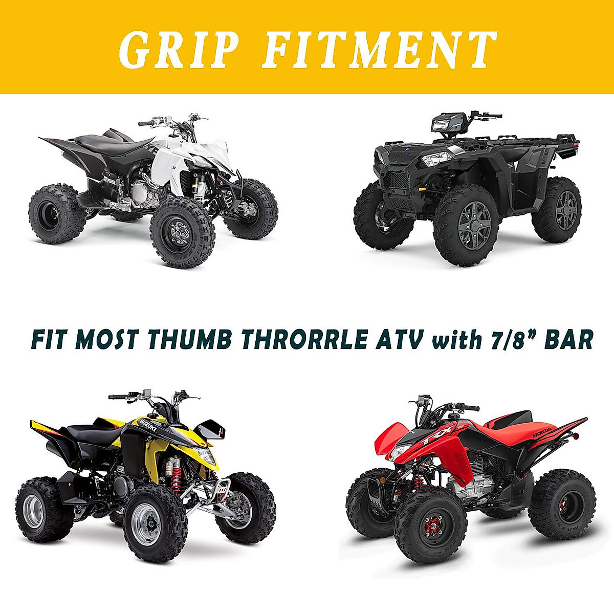 APPYU 78 ATV Grips Universal Handlebar Grips Soft Rubber Motorcycle Grip for ATV Polaris Thumb Throttle Kid Youth 4 Wheeler Quad 400ex Trx200 Trx250 Trx300 Trx350 (Red)