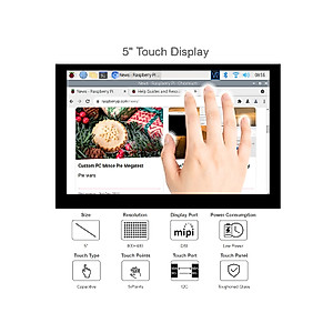 Waveshare 5 Inch Touch Screen for Raspberry Pi DSI LCD Screen Monitor 800×480 Display for Raspberry Pi 4B 3B+ 3A+ 3B 2B B+ A+ CM3/3+ Compatible with Raspbian Ubuntu Kali WIN10 IoT RetroPie