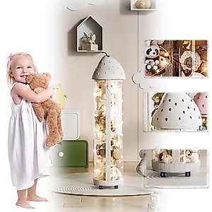 QCWRJP Large Stuffed Animal Storage Tube,Stuffed Animal Tube Storage with Zipper,Vertical Stuffed Animal Storage Tube,Kids Stuffed Animal Storage Tube,Clear Stuffed Animal Storage Tube(White,44IN)