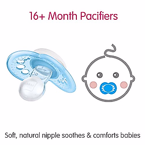 MAM Original Matte Baby Pacifier, Nipple Shape Helps Promote Healthy Oral Development, Sterilizer Case, 2 Pack, 16+ Months, Girl,2 Count (Pack of 1)