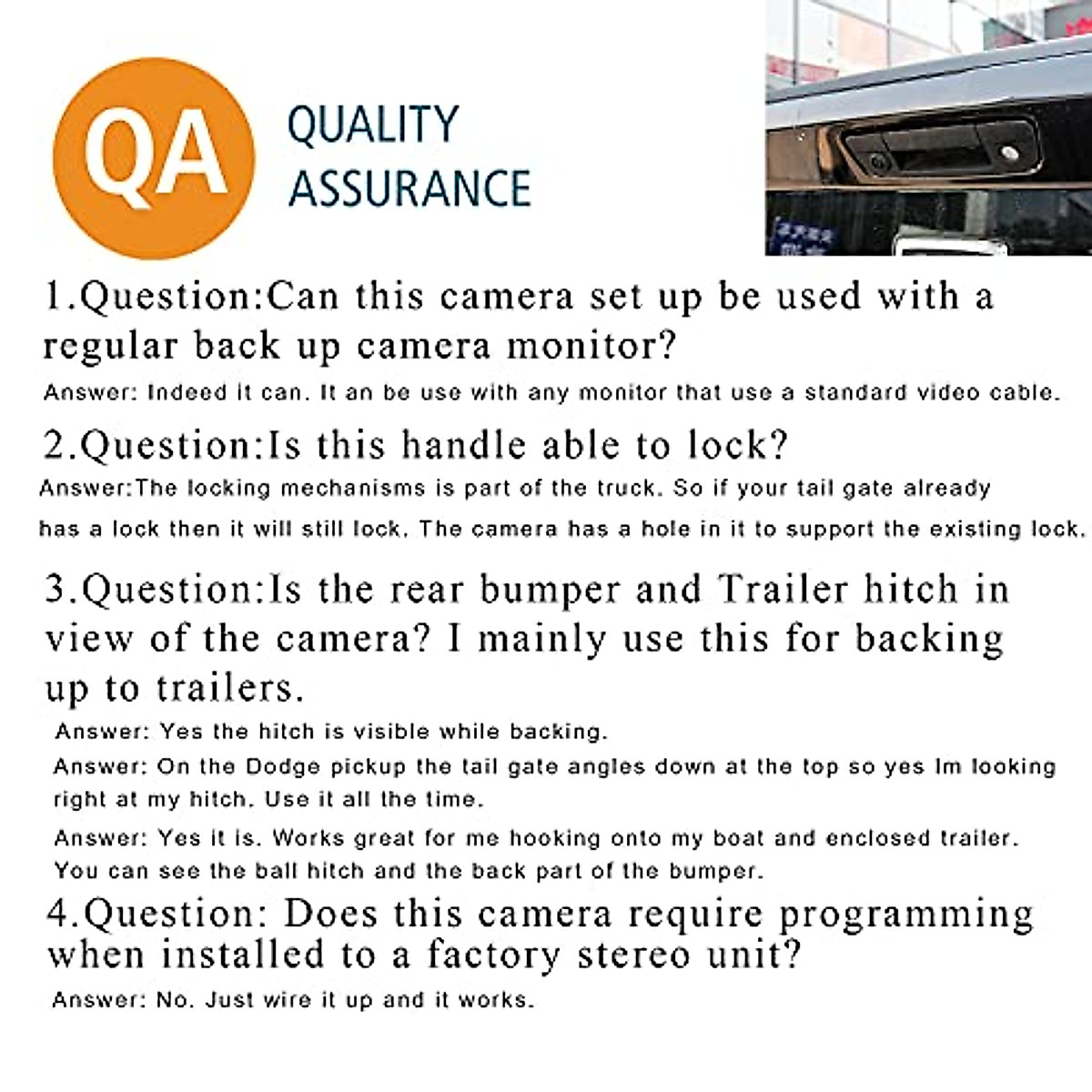 Tailgate Handle Camera Compatible with Dodge Ram 1500 2009-2017, 2500 3500 2010-2017 Tailgate Replace Rear View Camera, Tailgate Door Handle Camera