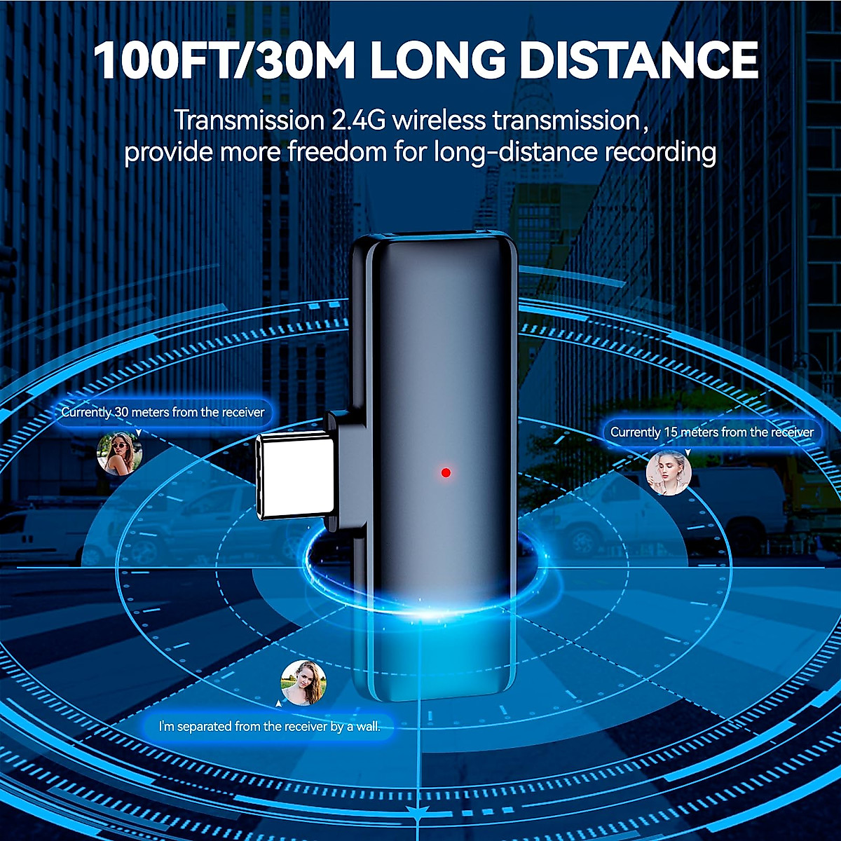 OFFBAIKU 2 Pack Wireless Lavalier Microphone for iPhone iPad Android Video Recording Mini Microphone Clip on Lav Mic with Noise Cancelling & Charging Case for Interview,Vlog,YouTube,Tiktok.