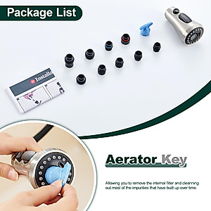 HEISOK Kitchen Faucet Head Replacement, 3-Function Pull Down Faucet Spray Head with 9 Adapters - Replacement Pull-Out Sink Spout Sprayer Nozzle, Brushed Nickel