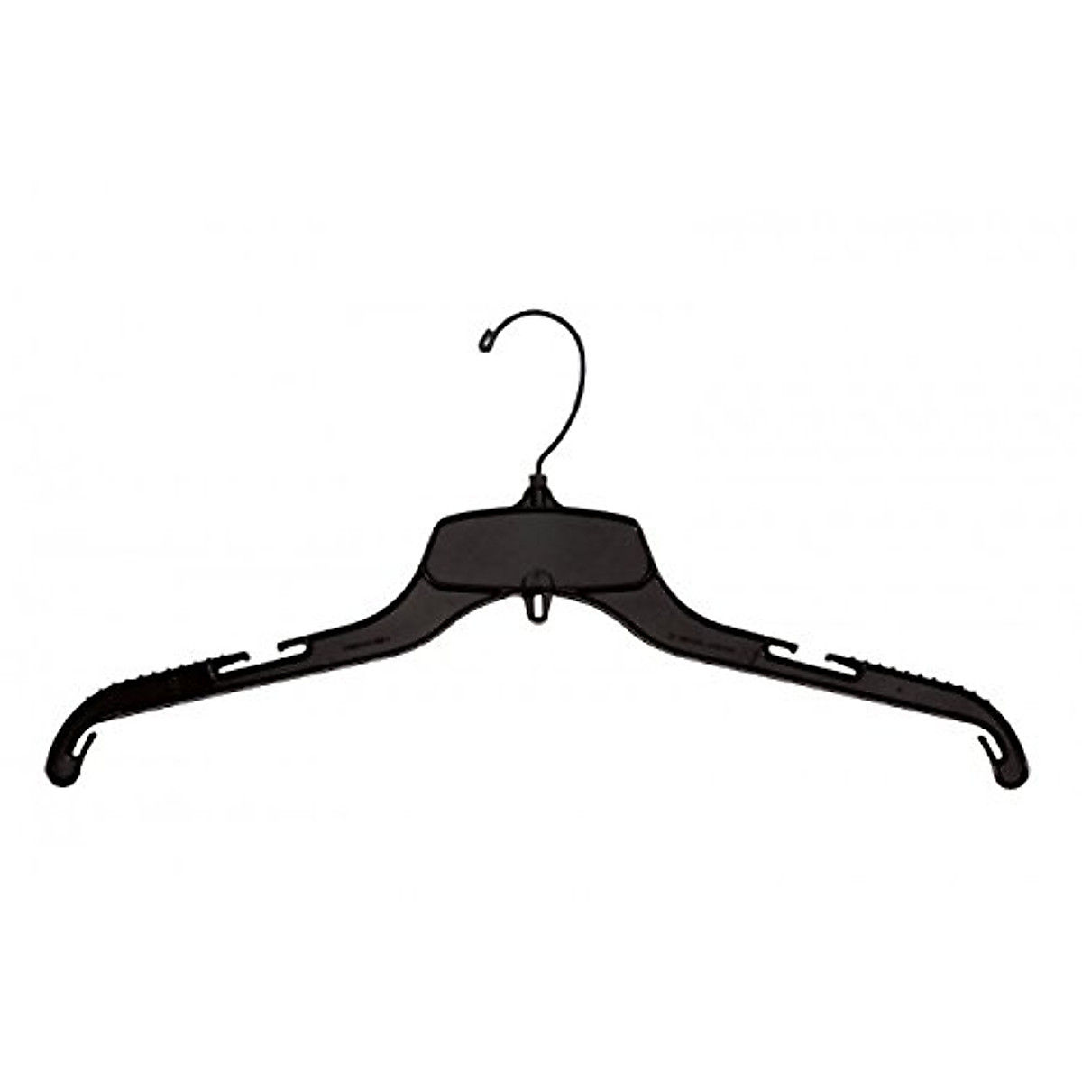 NAHANCO 28800BH Black Plastic Top Hanger, Heavy Weight, Black Hook, 17" (Bulk Pack of 100)